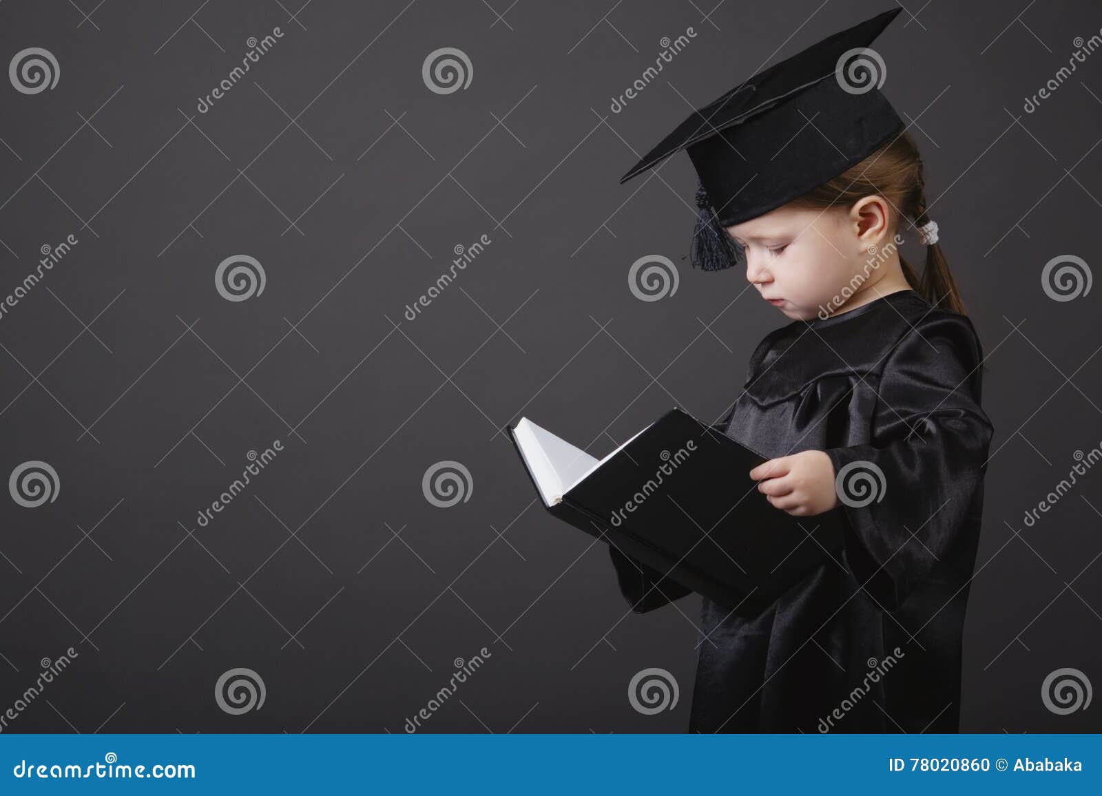 Diploma Graduating Little Student Kid Stock Photo - Image of gown ...