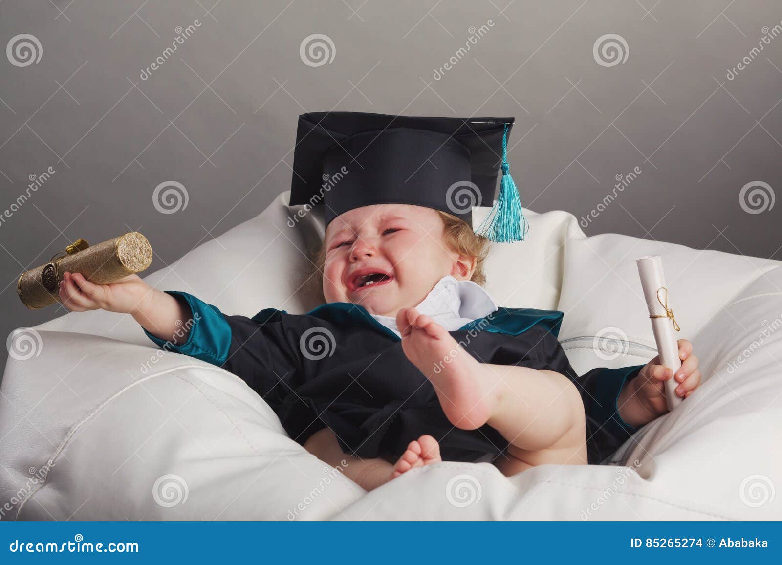 Diploma Graduating Little Student Kid Stock Photo - Image of portrait ...