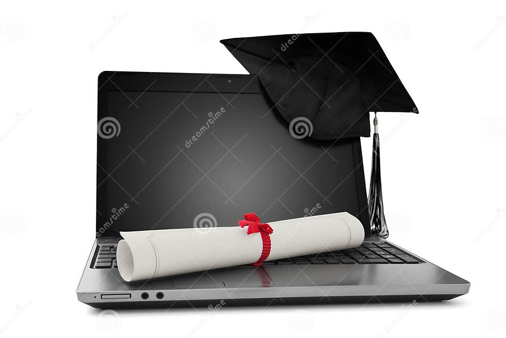 Diploma and laptop stock photo. Image of occupation, document - 28052912