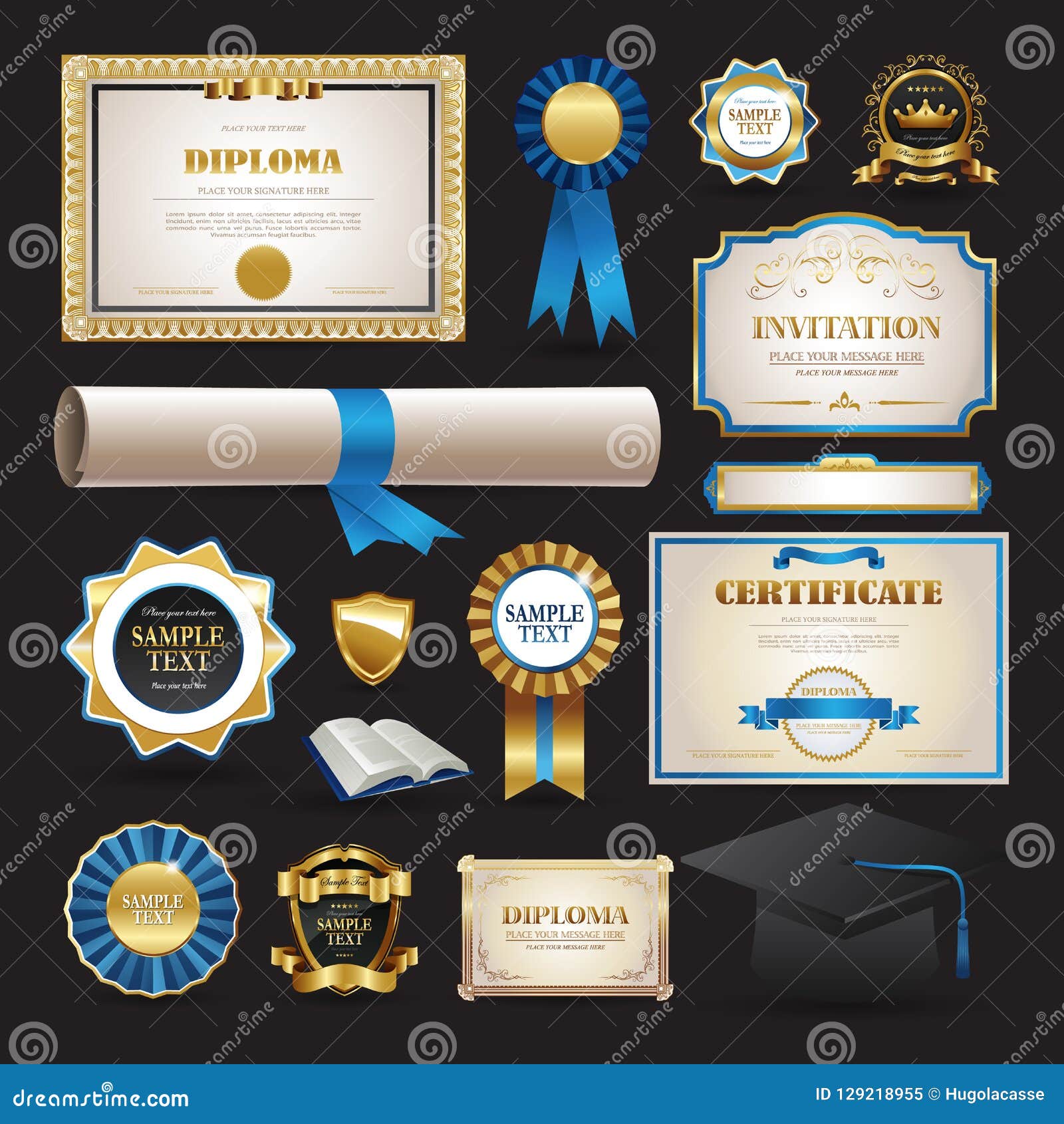 Diploma and School Elements Set Collection Stock Vector - Illustration ...