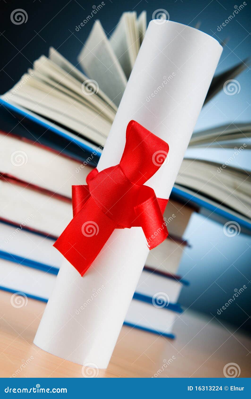 Diploma and stack of books stock photo. Image of expertise - 16313224
