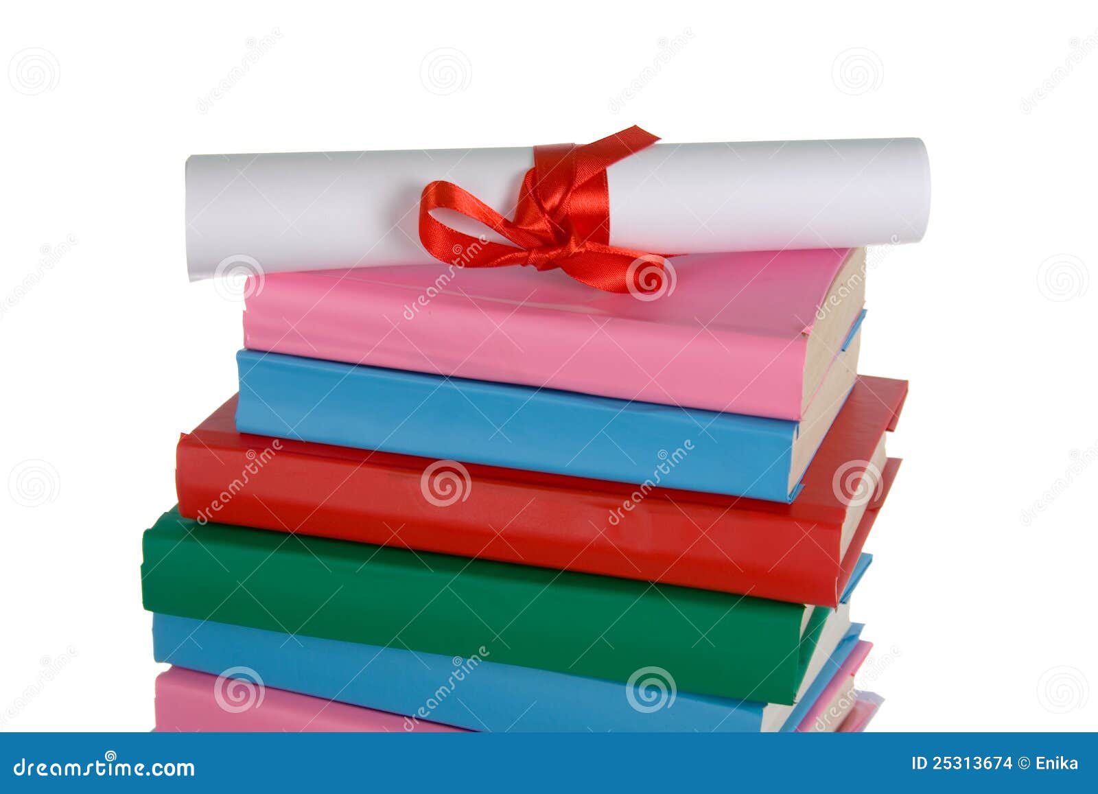 Diploma and stack of books stock photo. Image of master - 25313674