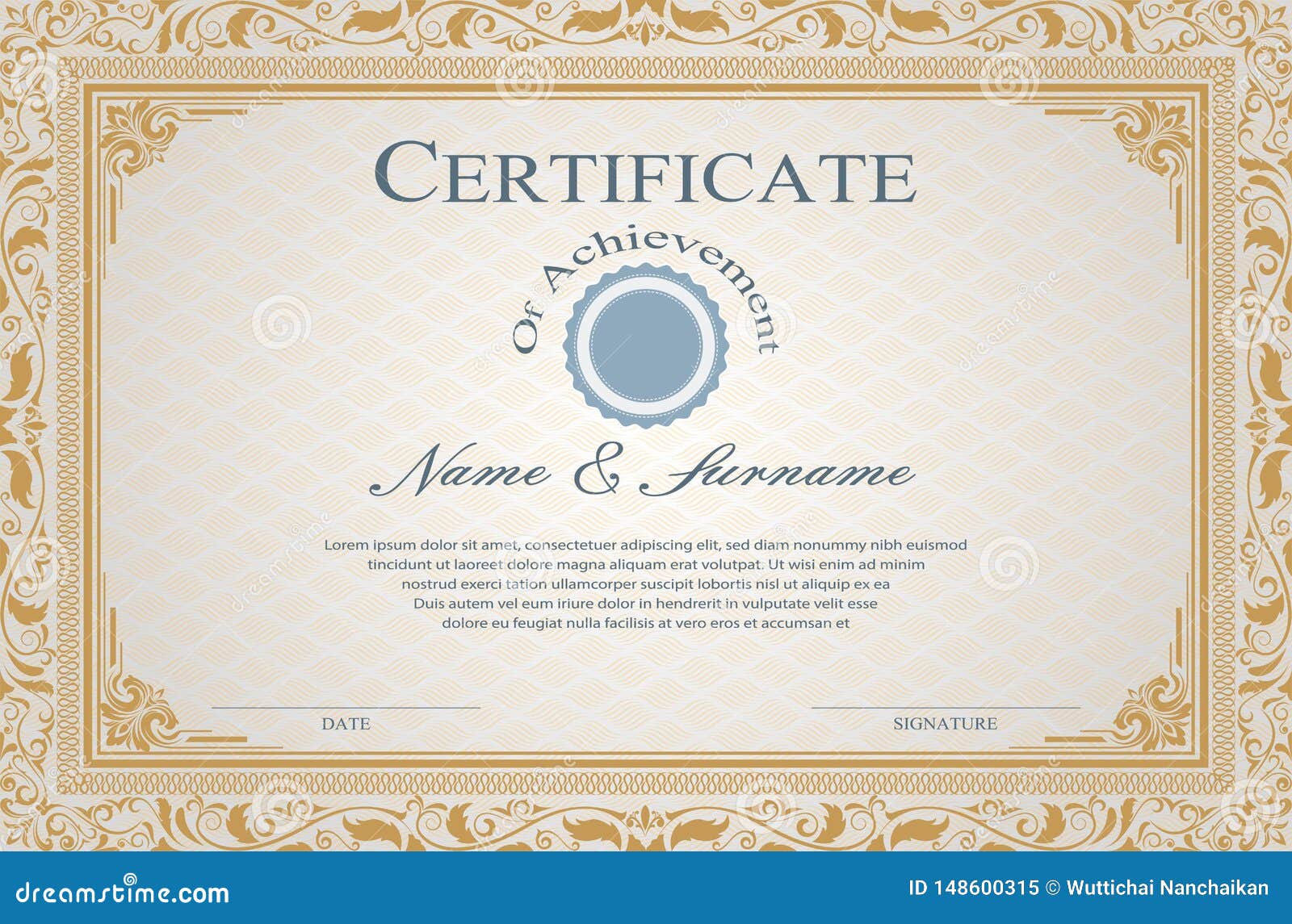 Diploma vintage stock vector. Illustration of elements - 148600315