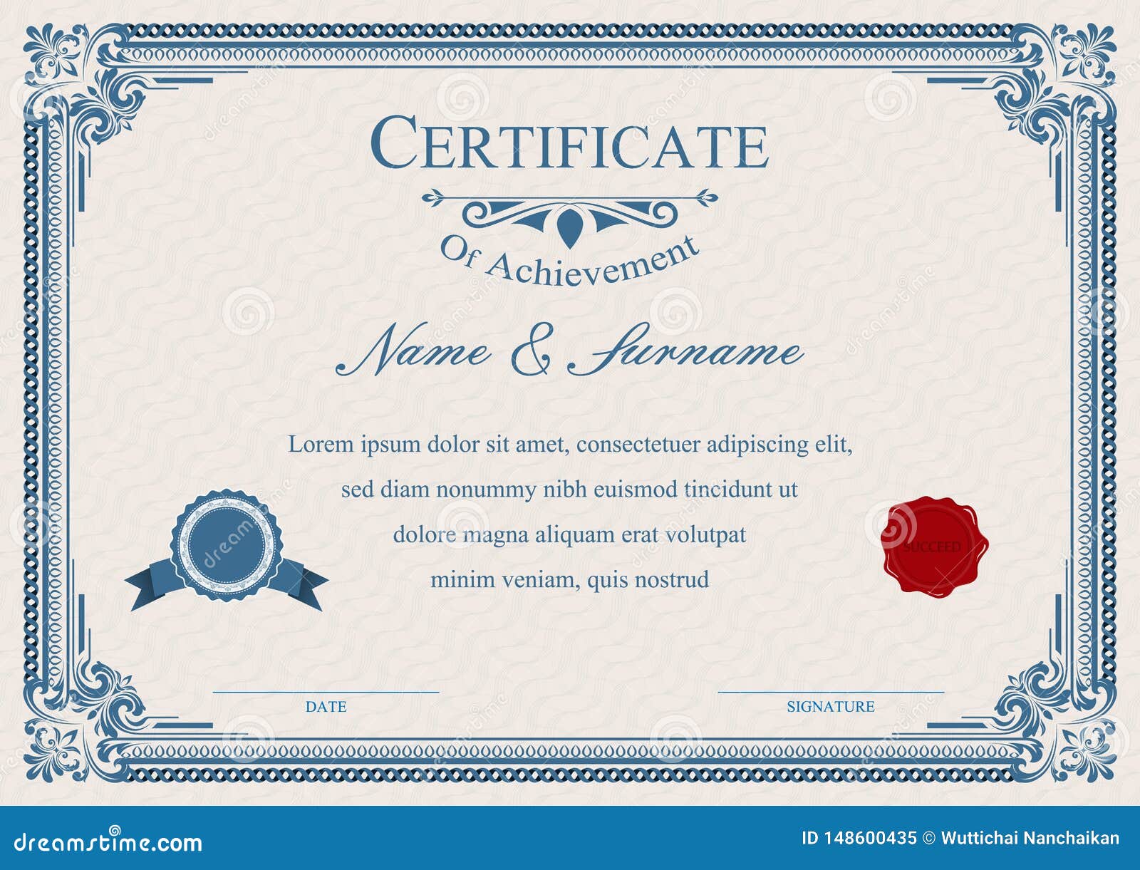 Diploma vintage stock vector. Illustration of decorative - 148600435