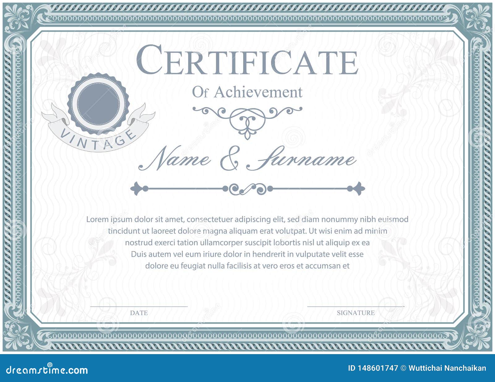 Diploma vintage stock vector. Illustration of elegant - 148601747