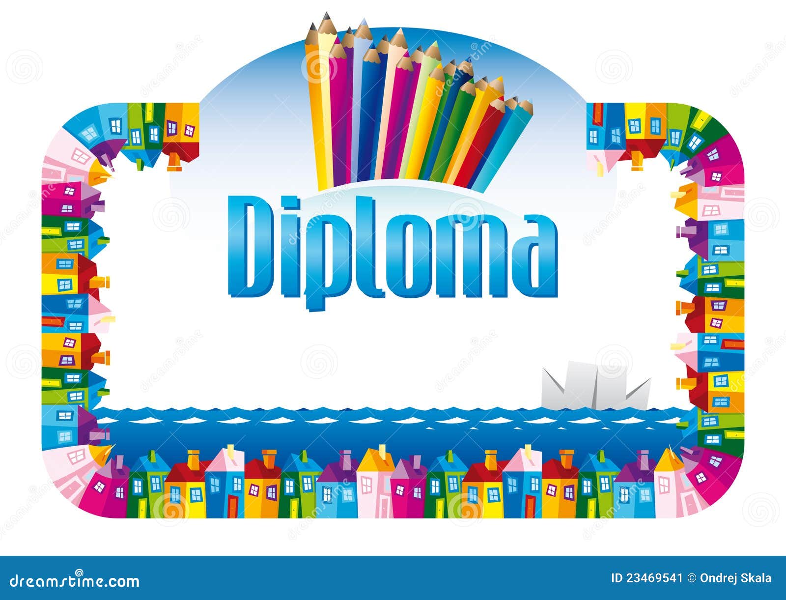 Diploma voor kinderen vector illustratie. Illustration of leuk - 23469541