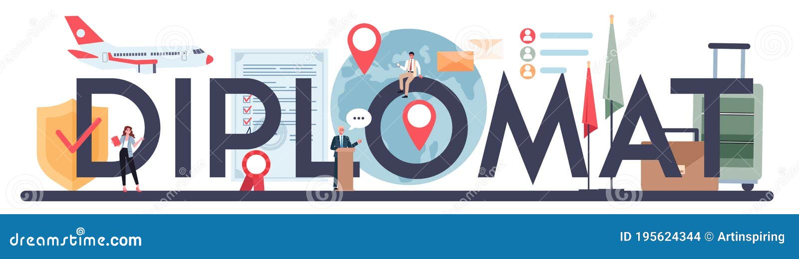 Diplomat Profession Typographic Header. Idea of International Relations ...