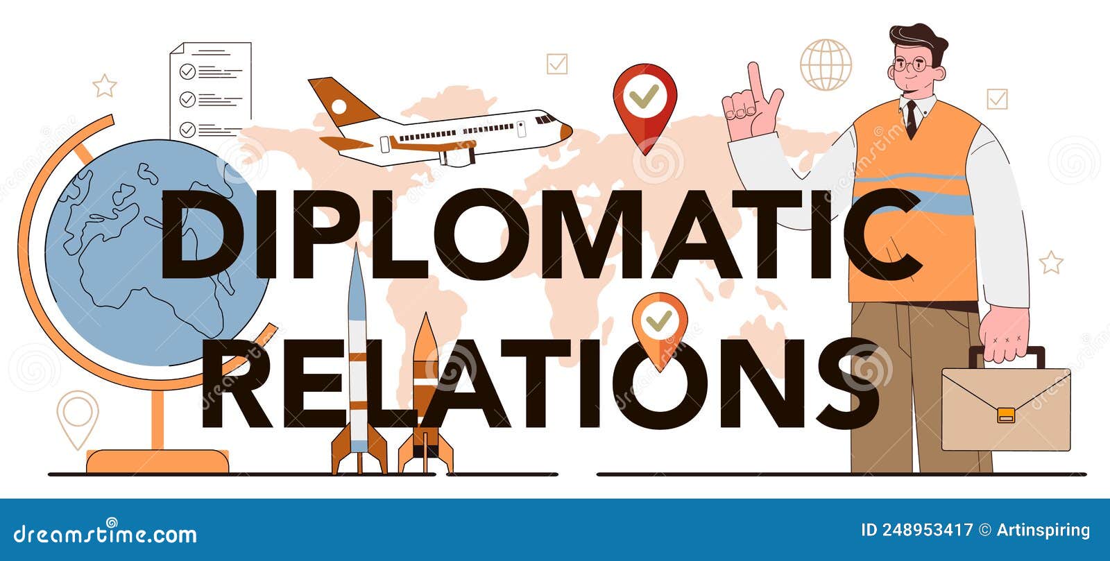 Diplomatic Relations Typographic Header. Idea of International Stock ...
