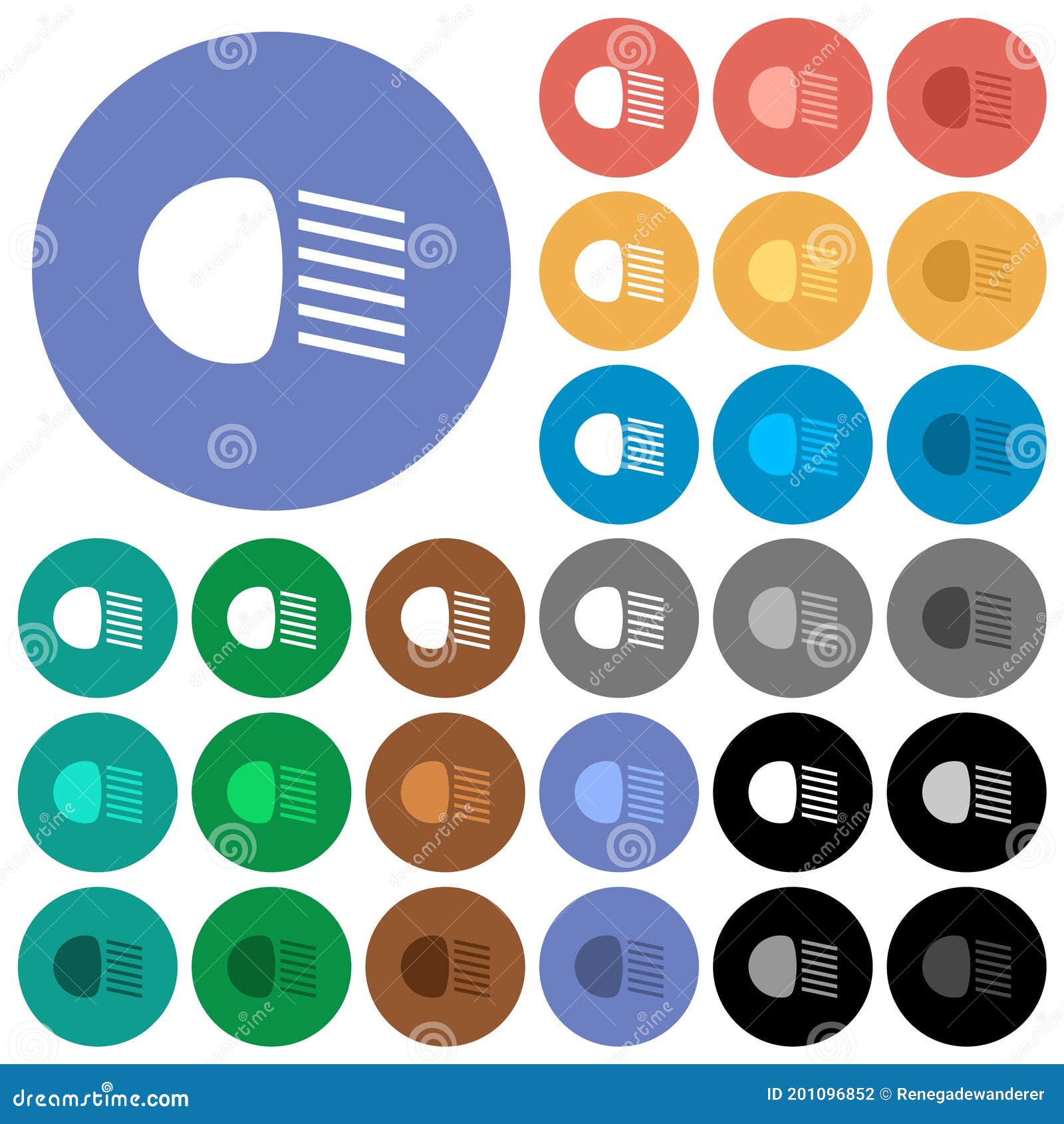 Dipped Beam Lights Round Flat Multi Colored Icons Stock Vector ...