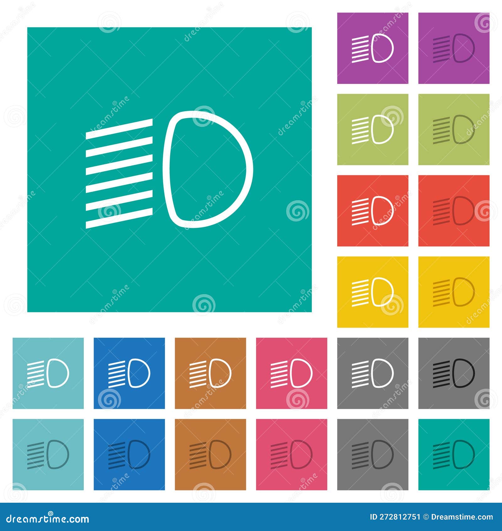 Dipped Beam Lights Square Flat Multi Colored Icons Stock Vector ...