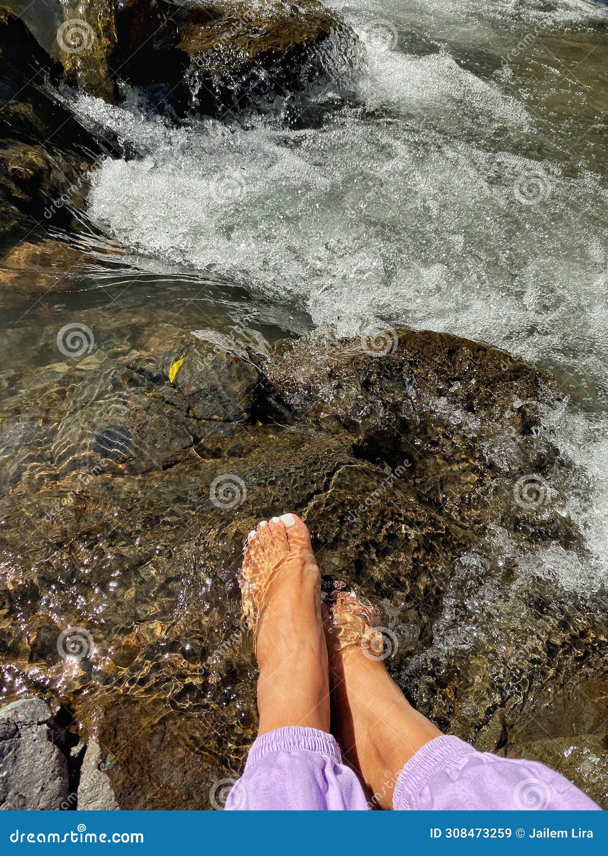 Dipping Our Feet in the River Stock Image - Image of sand, geology ...