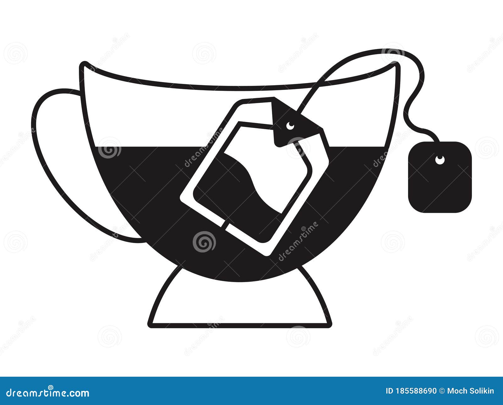 Dipping Teabag / Tea Bag Into A Glass - Flat Icon On A Transparent ...