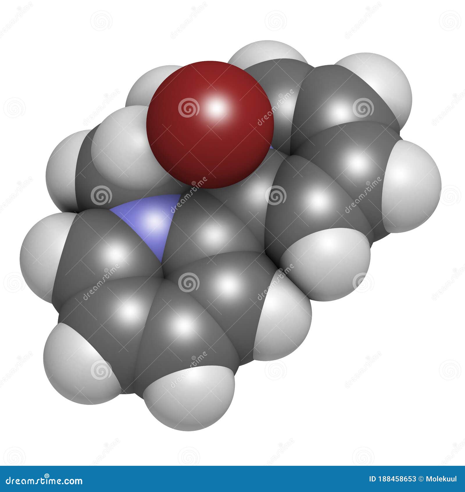 Diquat Dibromide Contact Herbicide Molecule 3D Rendering. Atoms are ...