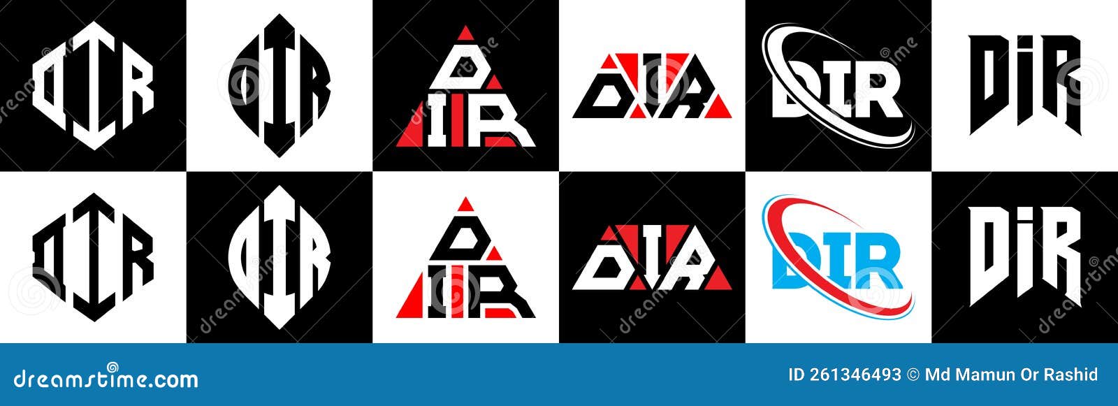 DIR Letter Logo Design in Six Style. DIR Polygon, Circle, Triangle ...