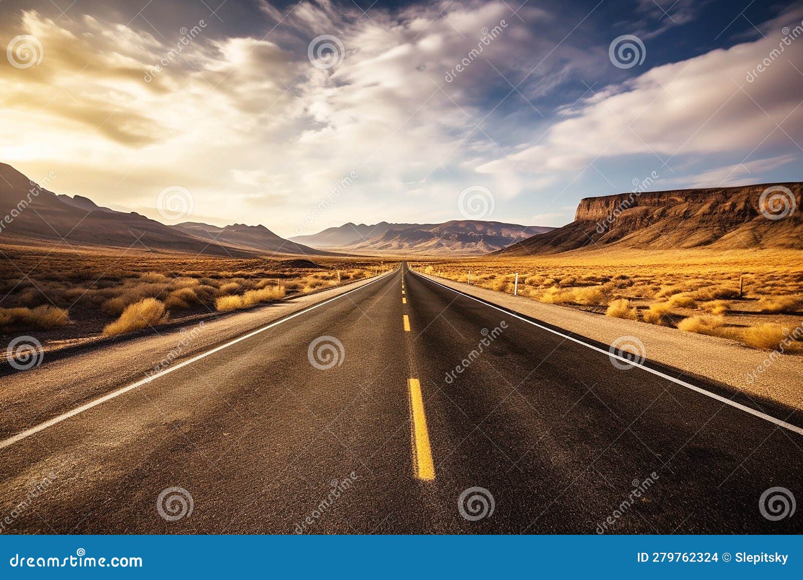 Direct Asphalt Road through the Desert. Generative AI Stock ...