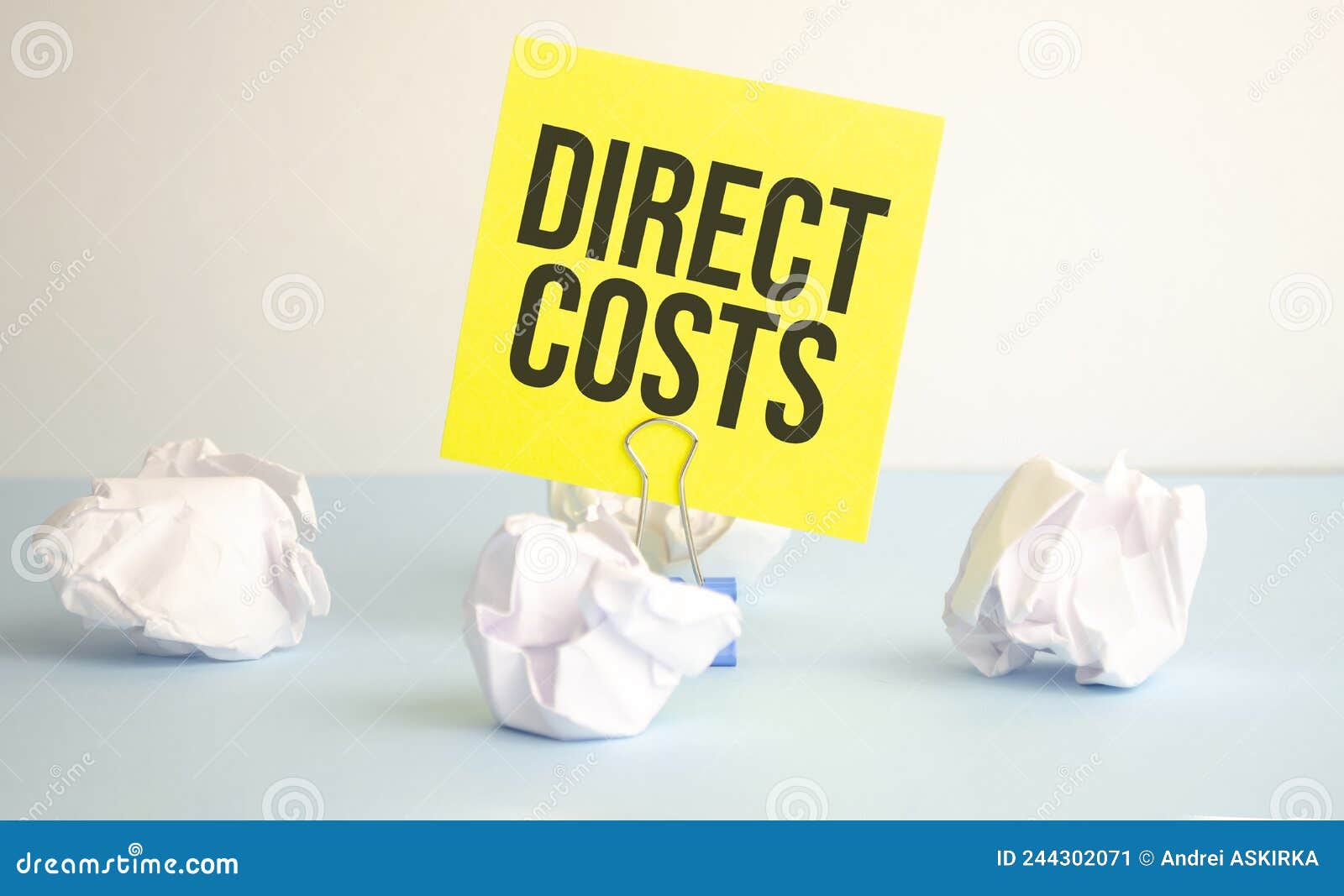 DIRECT COSTS Text Written on Notepad on the Blue Background Stock Image ...