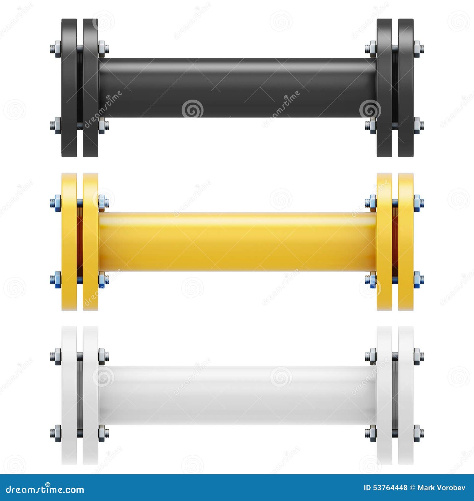 Direct Coupling Pipe Sections of Different Colors Stock Illustration ...