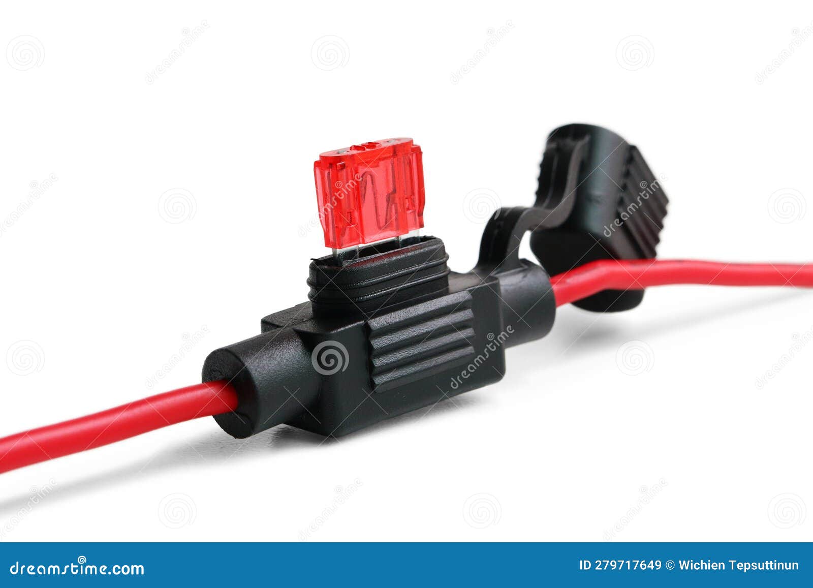 Direct Current Mini Fuse with Fuse Holder on White Background Close-up ...