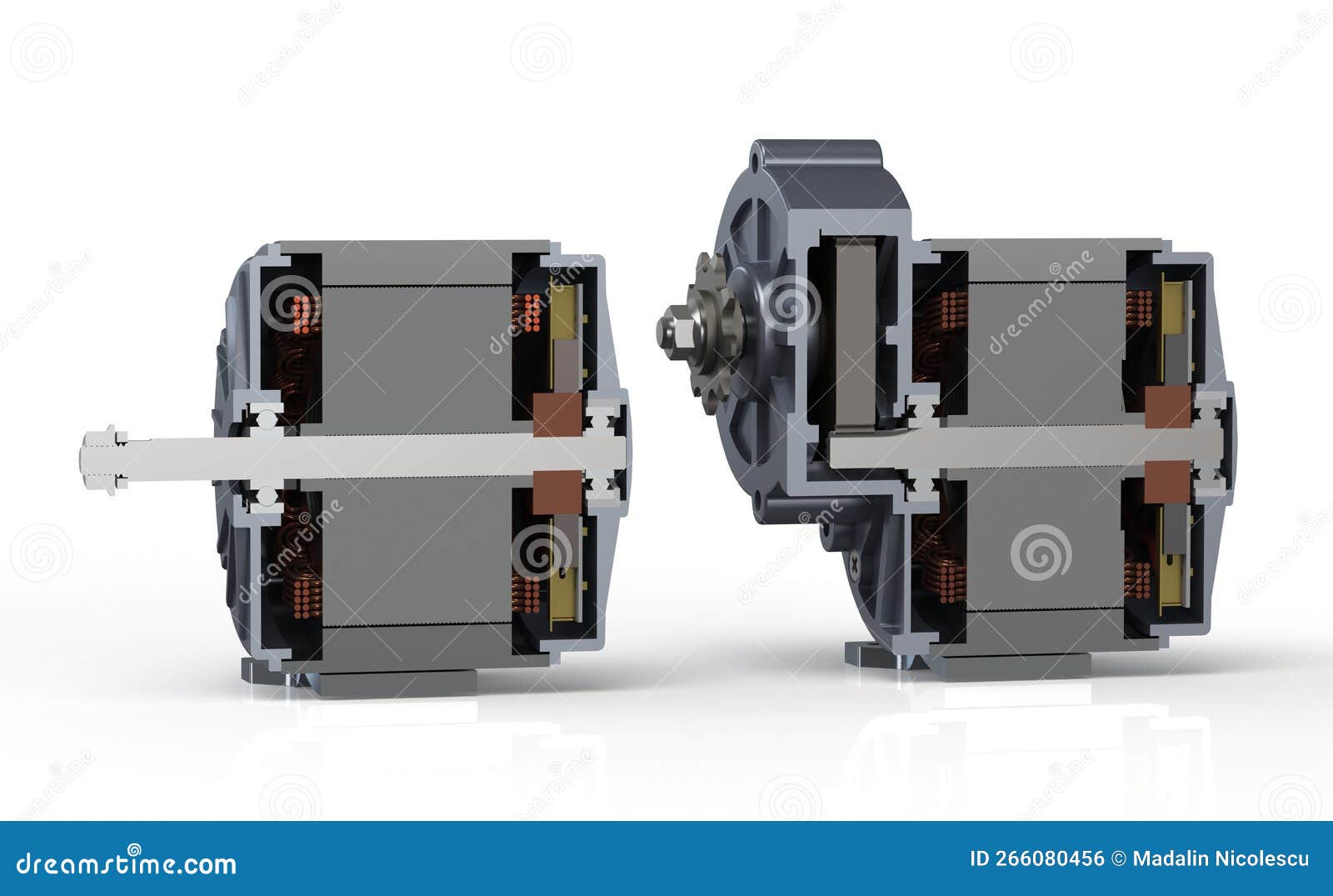 Direct Current Motor Presentation 3D Rendering Section View Stock ...