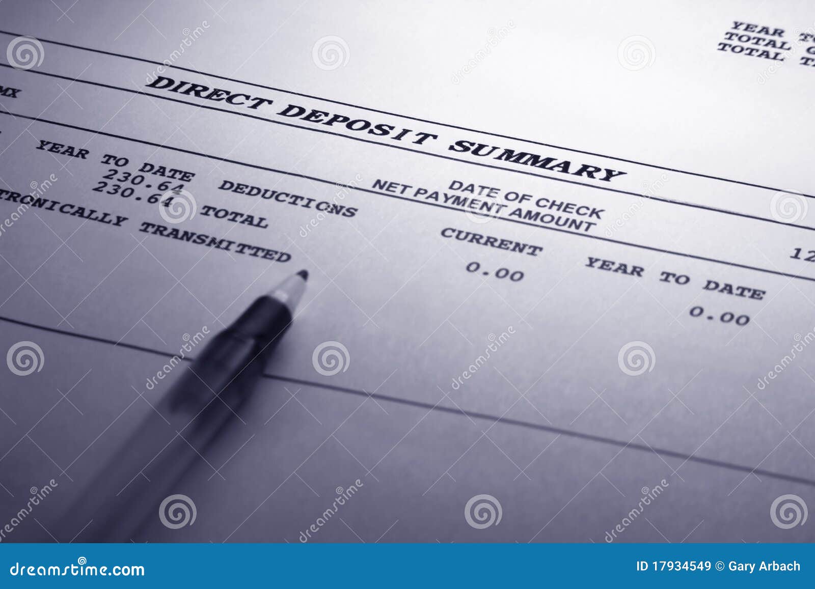 Direct Deposit Summary stock image. Image of typescript - 17934549