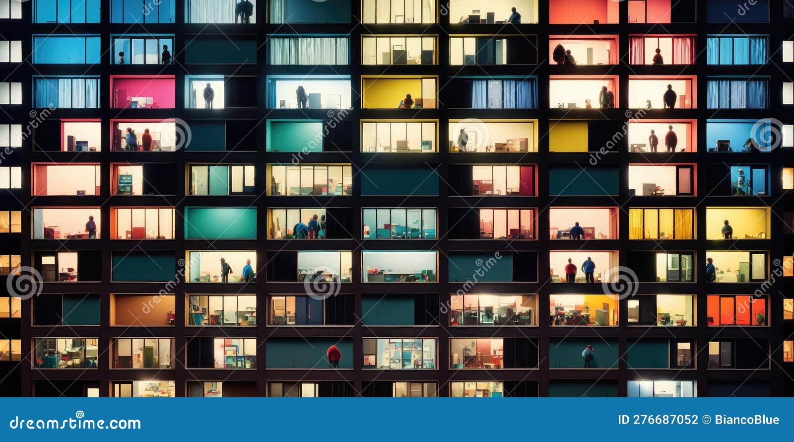 Direct Front View of Office Building with Many Windows of Rooms Stock ...