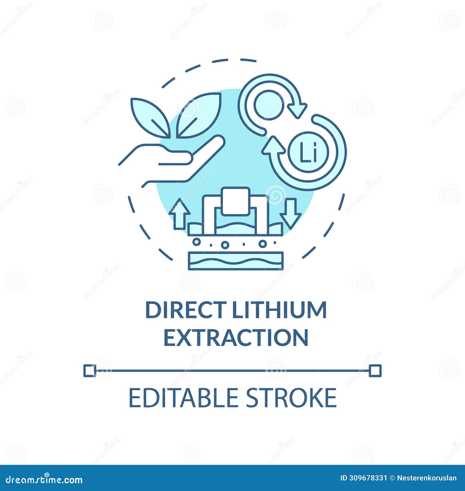 Direct Lithium Extraction Soft Blue Concept Icon Stock Vector ...
