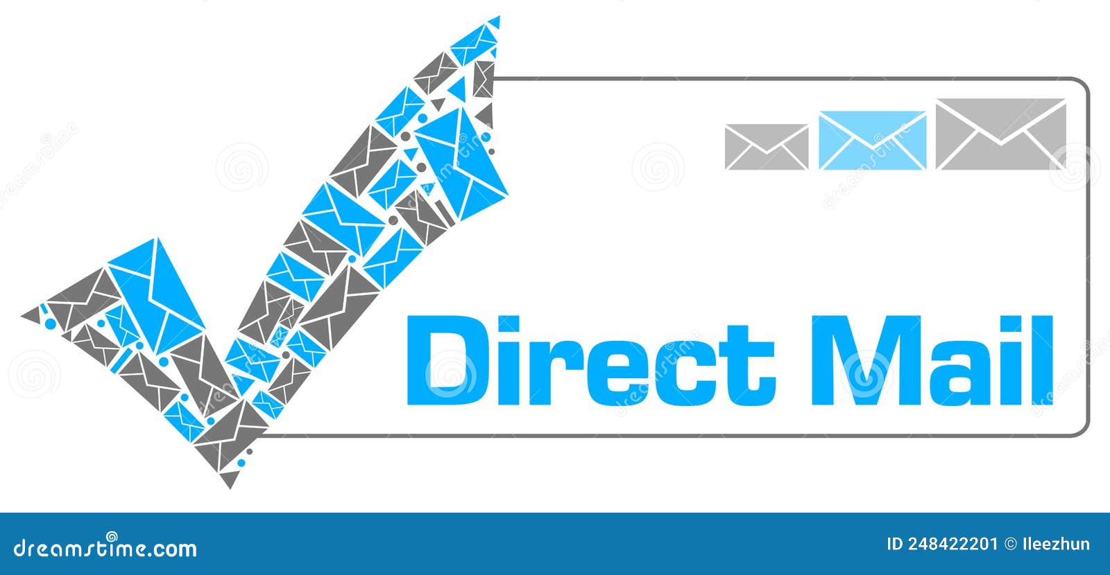 Direct Mail Blue Grey Envelope Tick Mark Box Text Stock Illustration ...