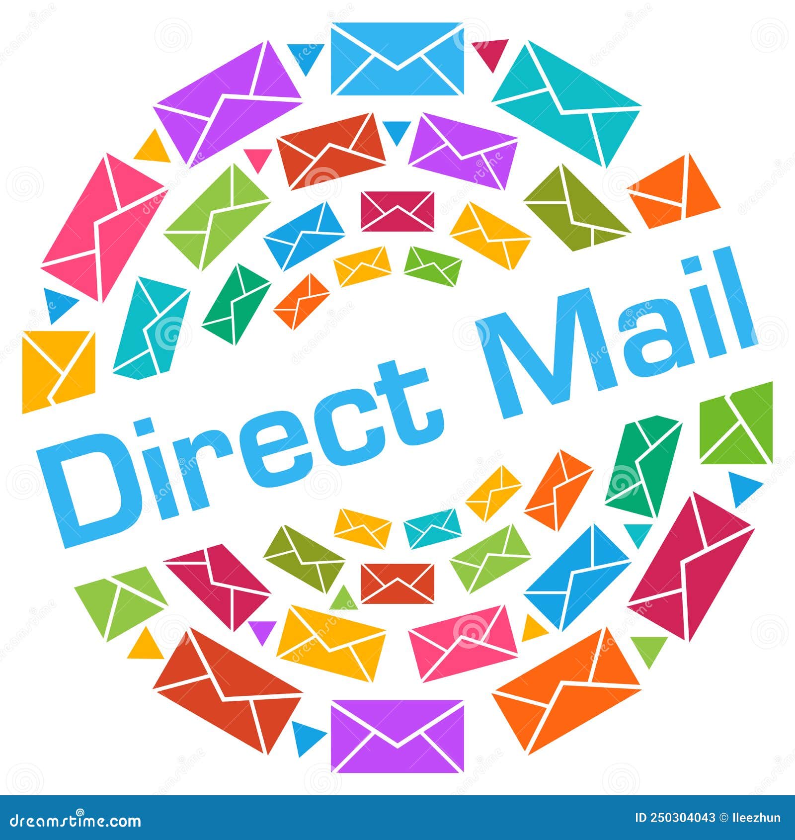 Direct Mail Envelope Colorful Circular Badge Style Stock Illustration ...