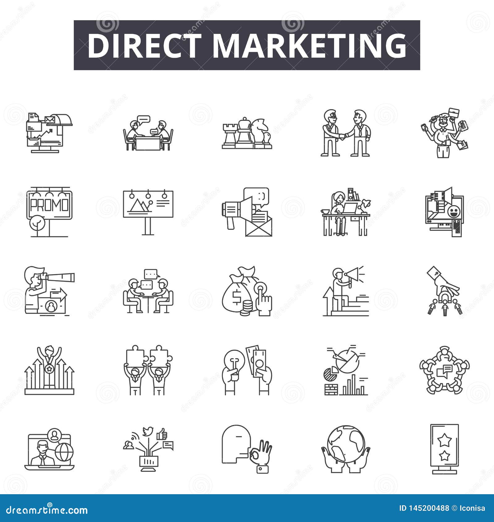 Direct Marketing Line Icons, Signs, Vector Set, Outline Illustration ... Direct Marketing Line Icons, Signs, Vector Set, Outline Illustration ...