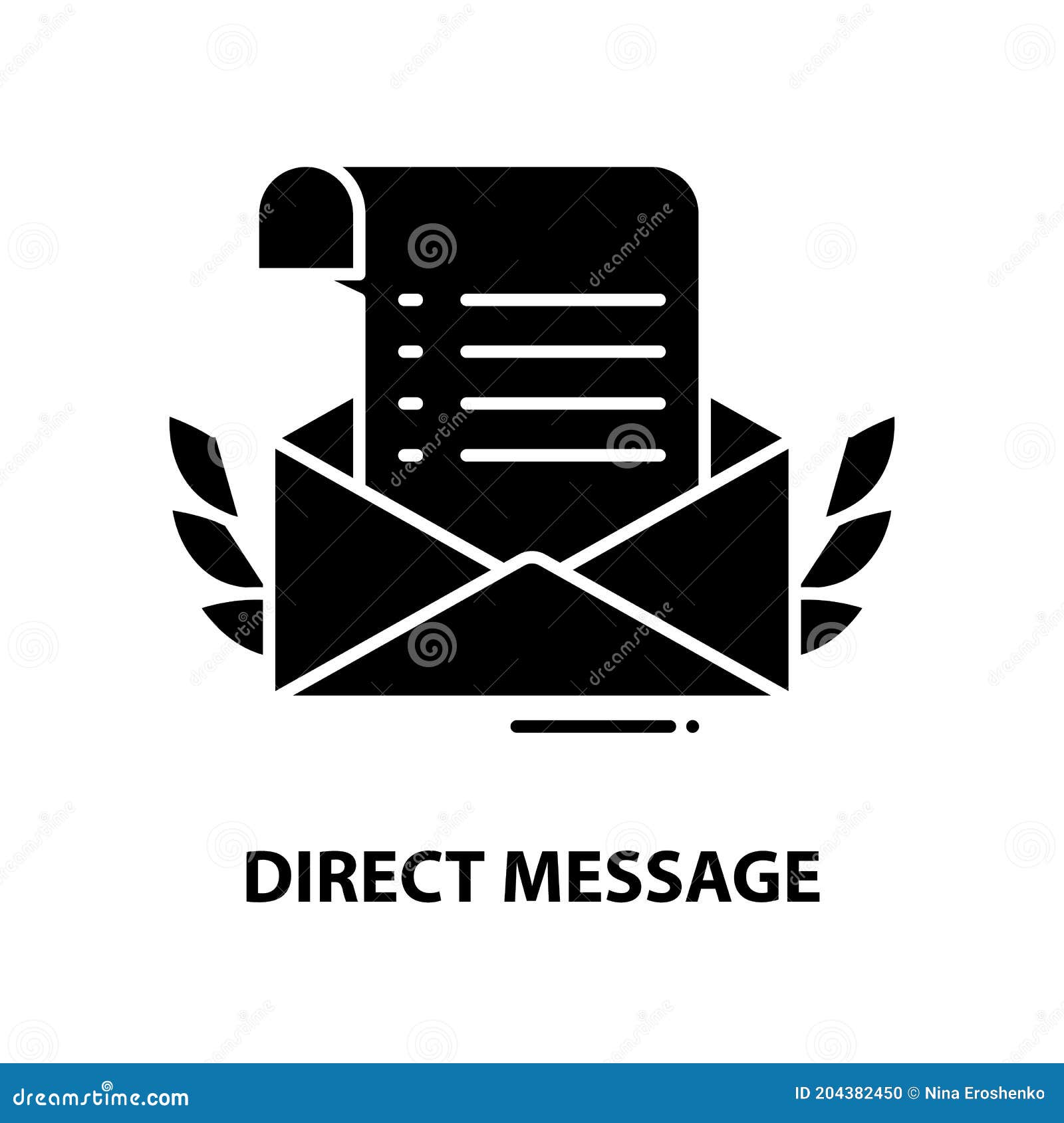 Direct Message Icon, Black Vector Sign with Editable Strokes, Concept ...