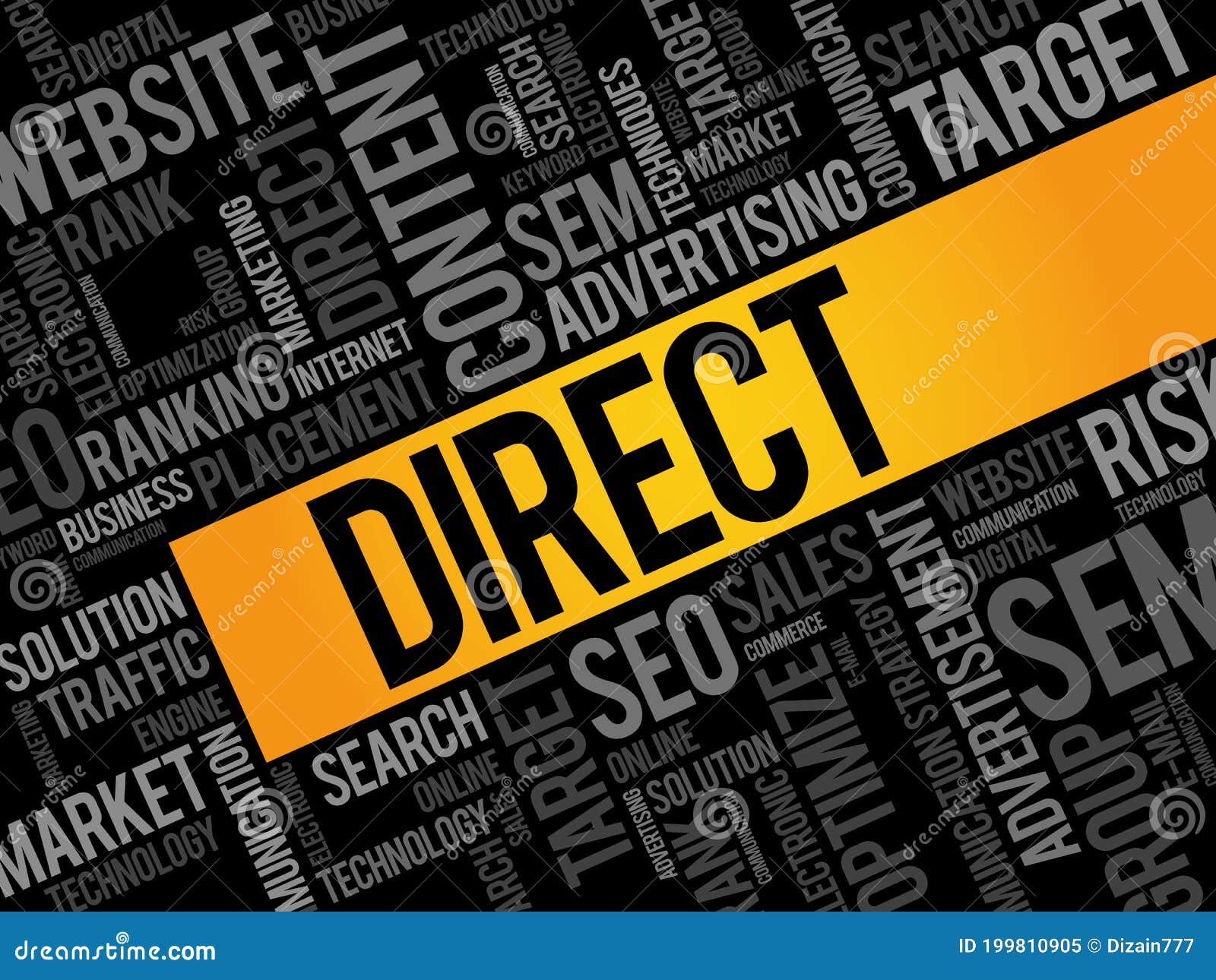 DIRECT word cloud stock illustration. Illustration of seller - 199810905
