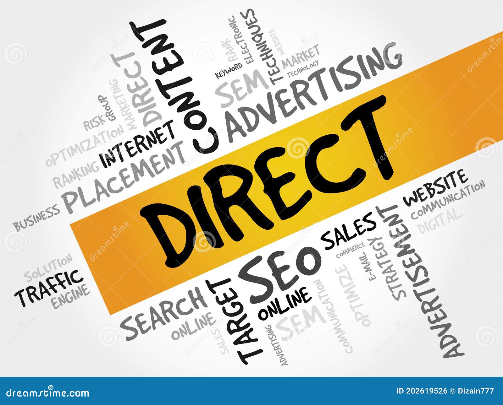 DIRECT word cloud stock illustration. Illustration of buzzwords - 202619526