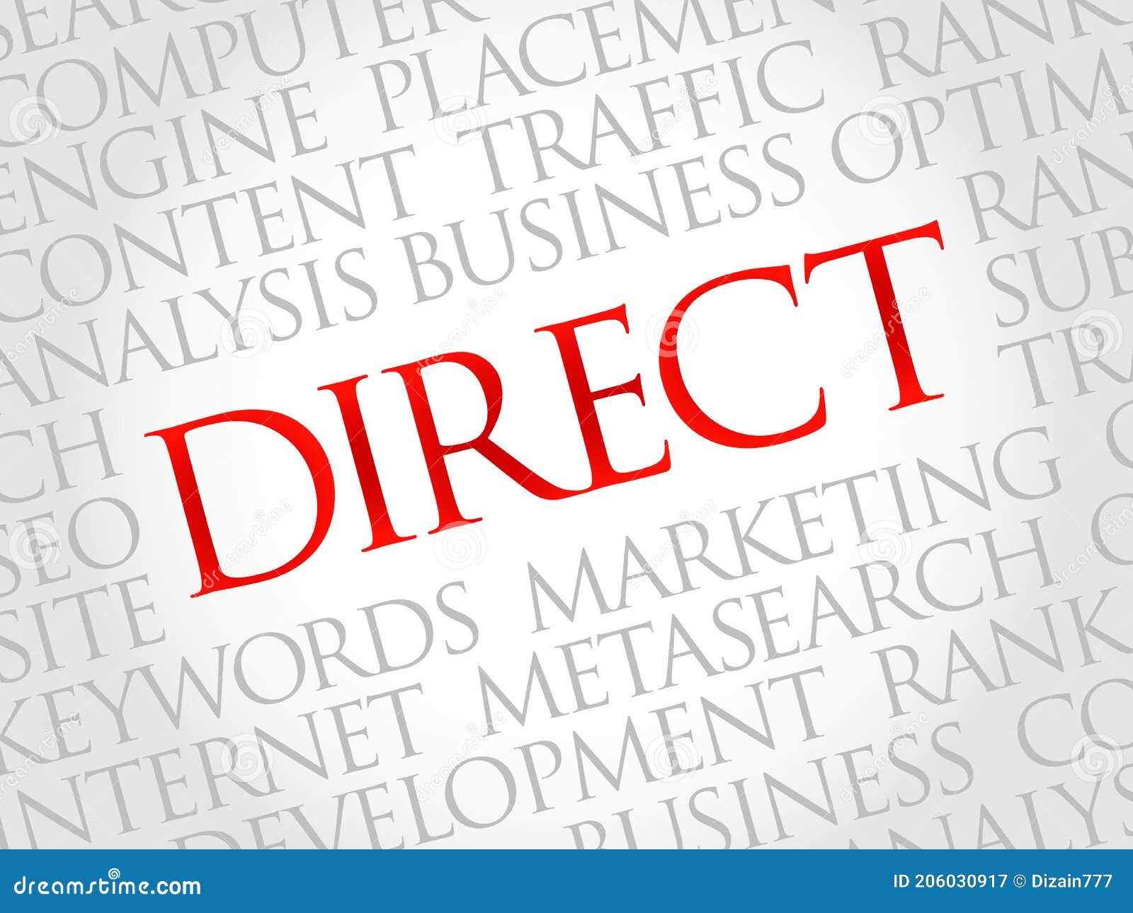 DIRECT word cloud stock illustration. Illustration of letters - 206030917