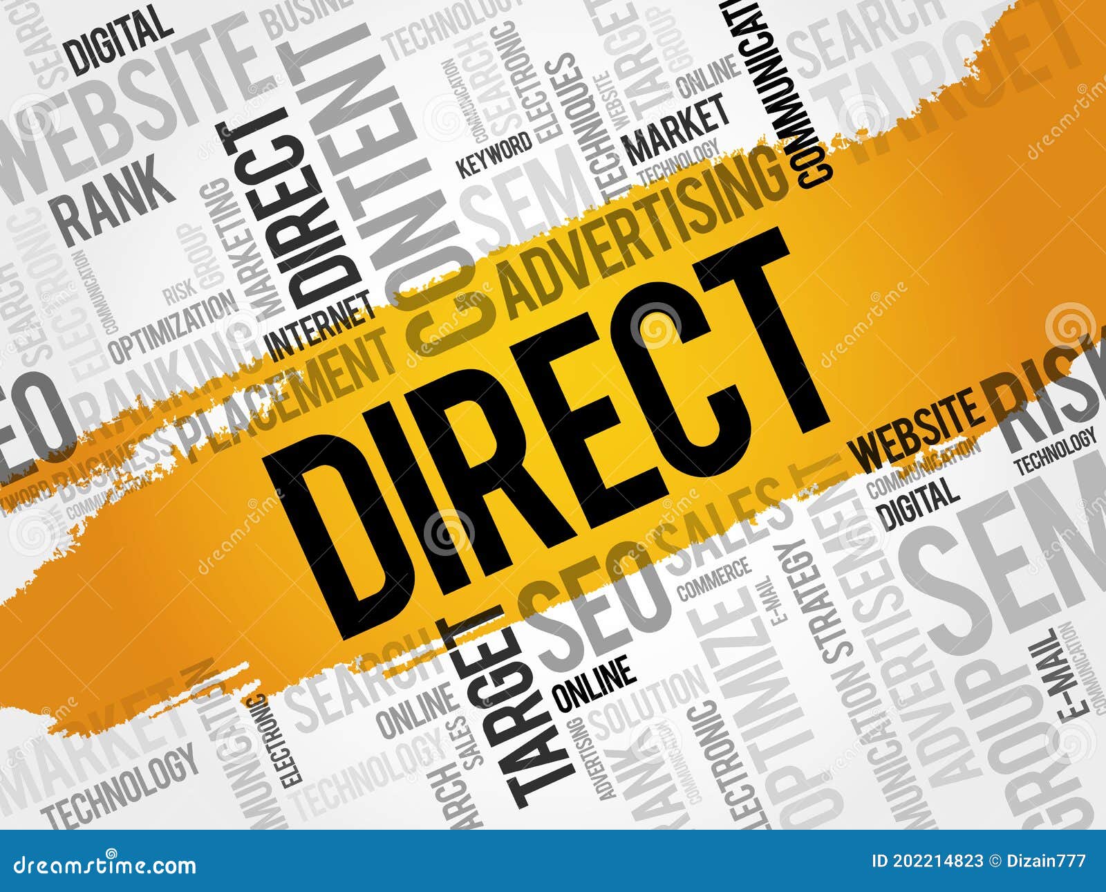 DIRECT word cloud collage stock illustration. Illustration of mail ...