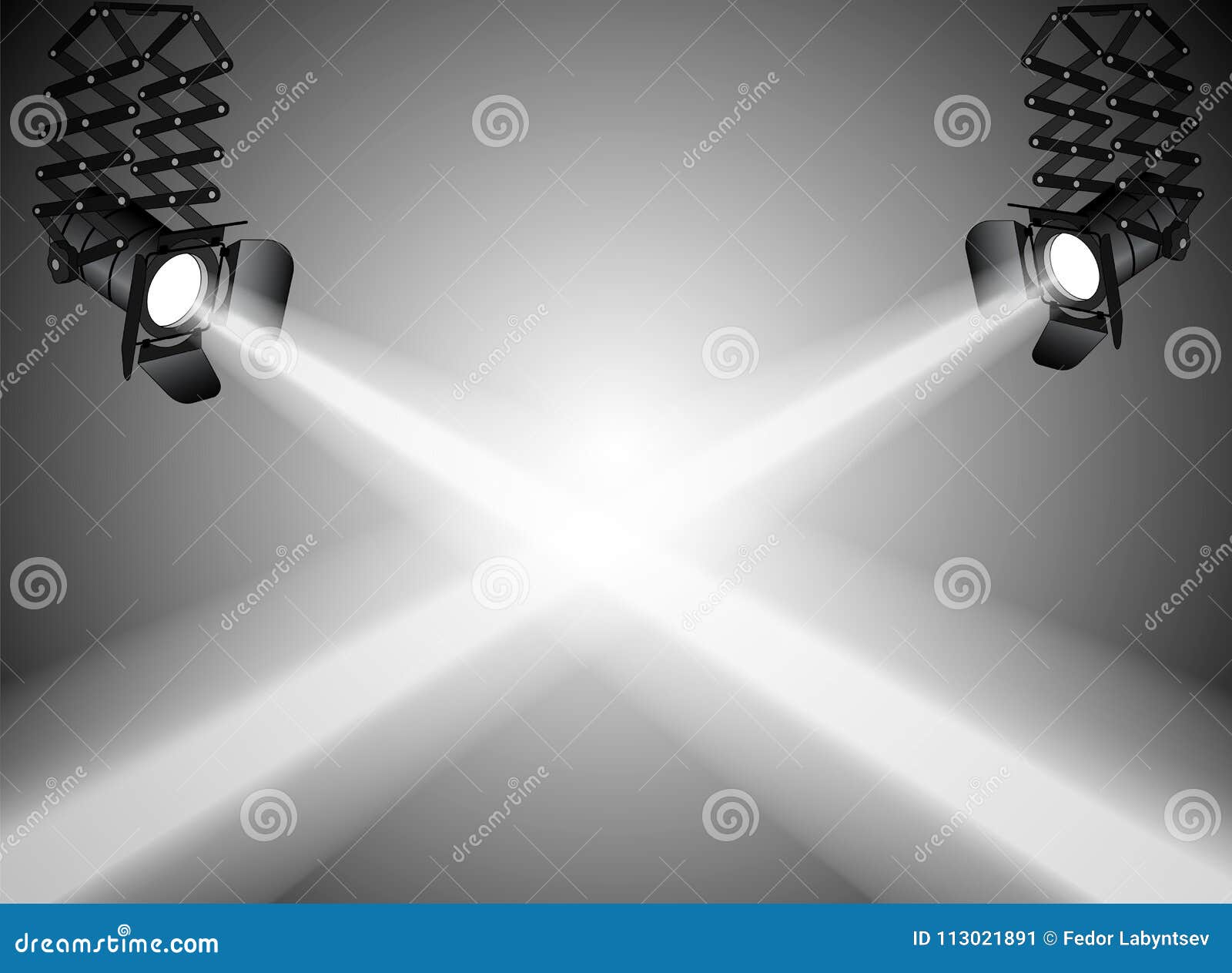 Directed Light Spotlights on Stage Gray Background. Stock Illustration ...
