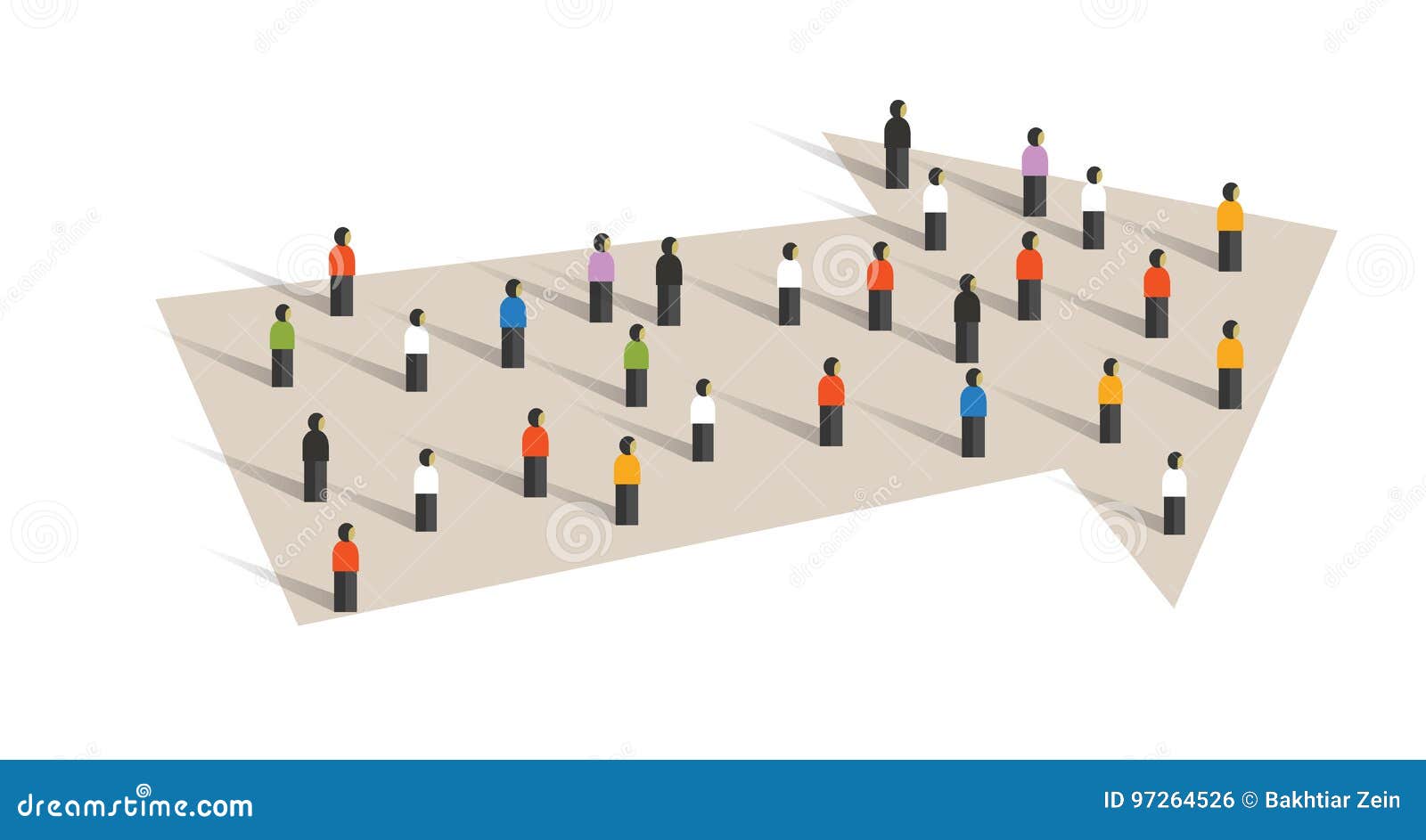 Direction Arrow Concept of Leadership Crowd Group of Small People ...