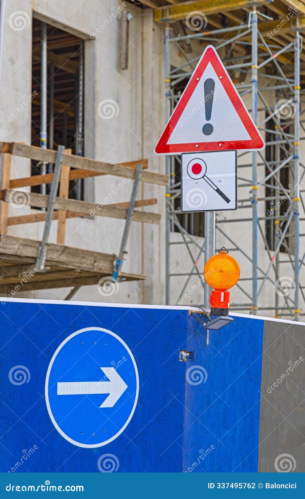 Direction Arrow Construction Site Stock Photo - Image of city, caution ...