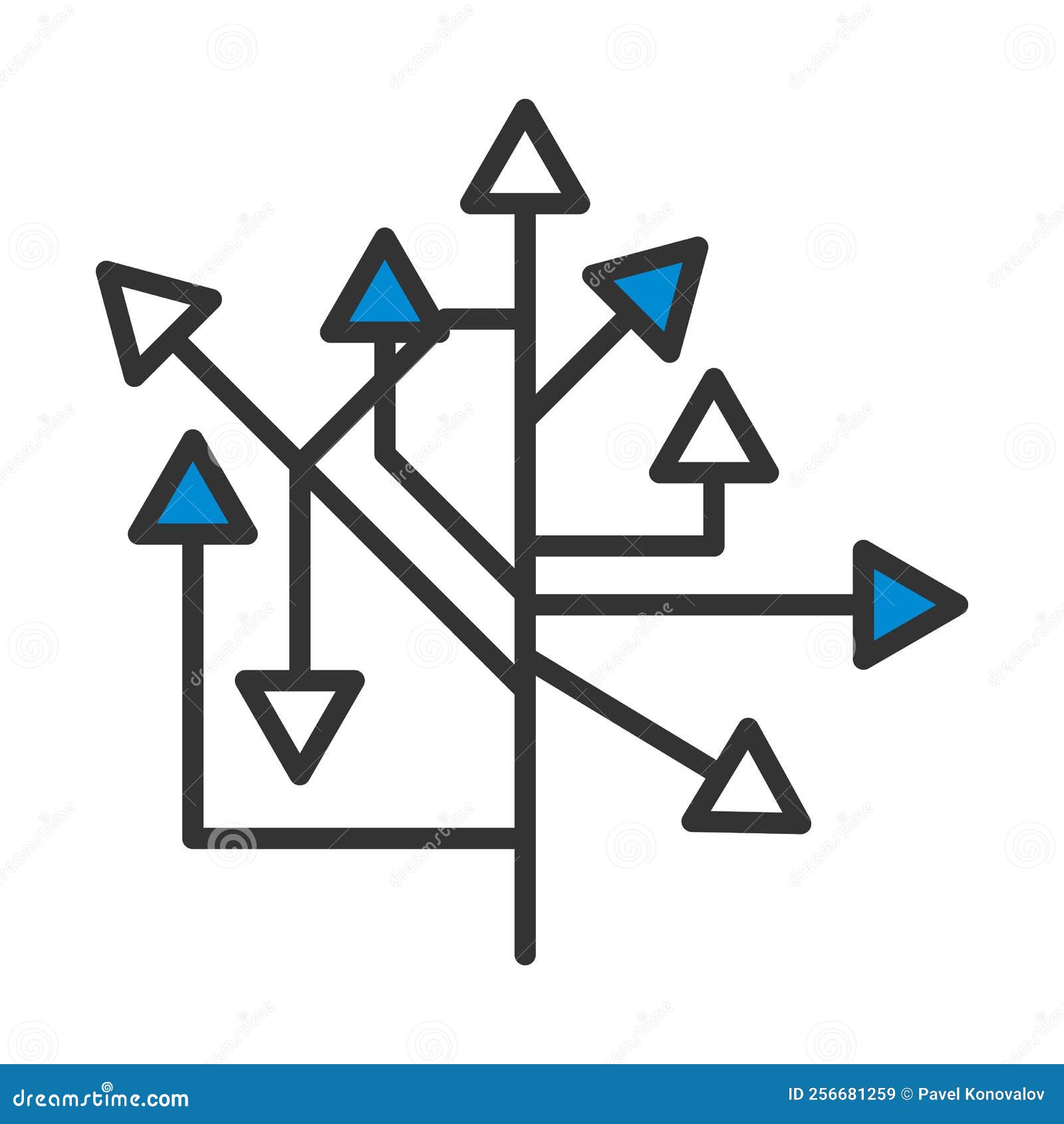 Direction Arrows Icon stock vector. Illustration of diagram - 256681259