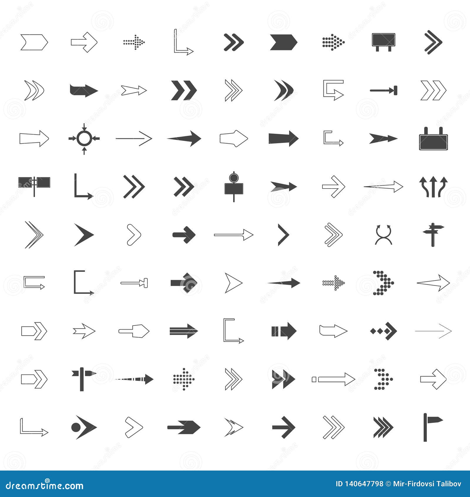 Direction Arrows Icons Set. Road Signs Icons Set Stock Illustration ...