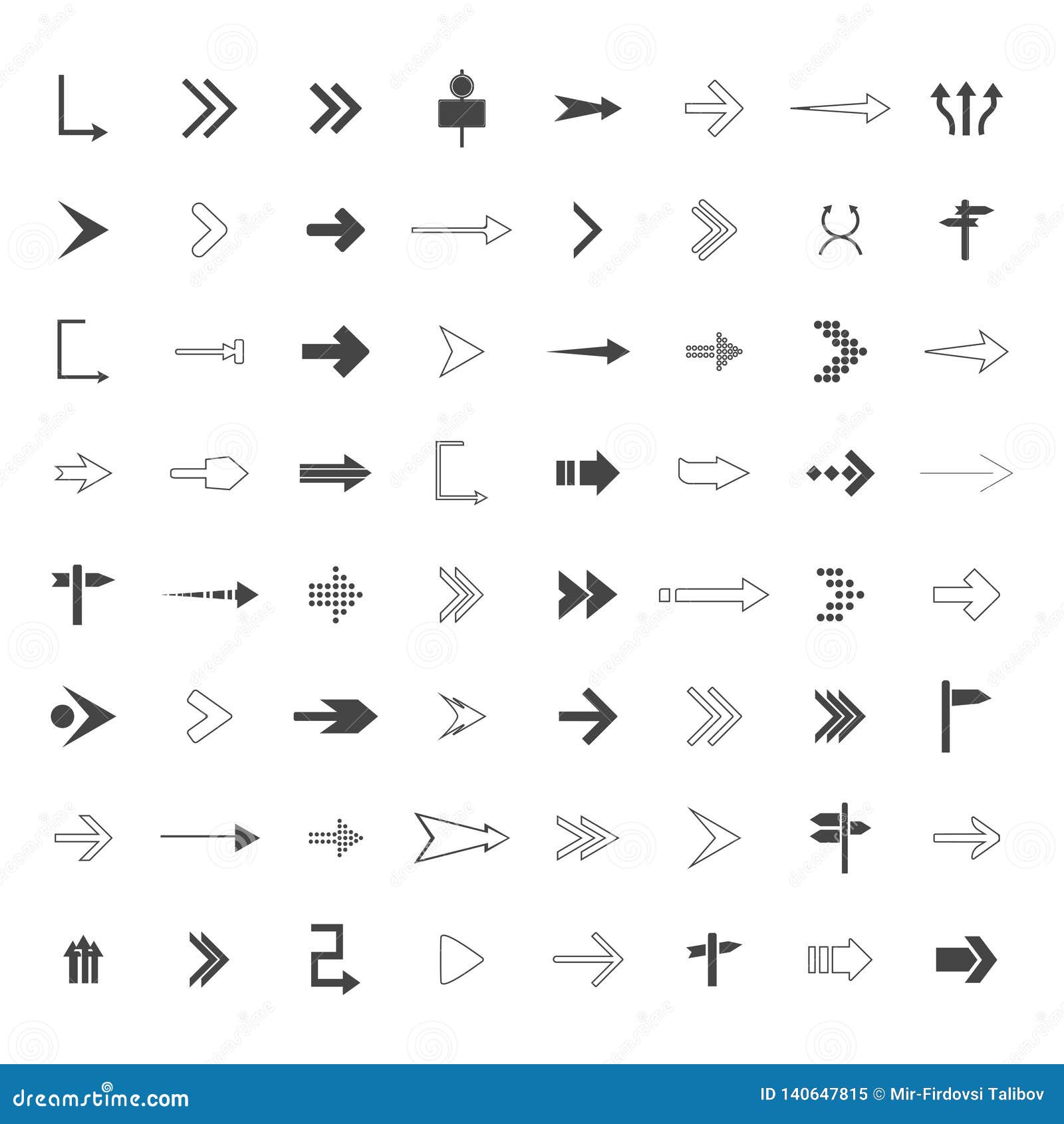 Direction Arrows Icons Set. Road Signs Icons Set Stock Illustration ...