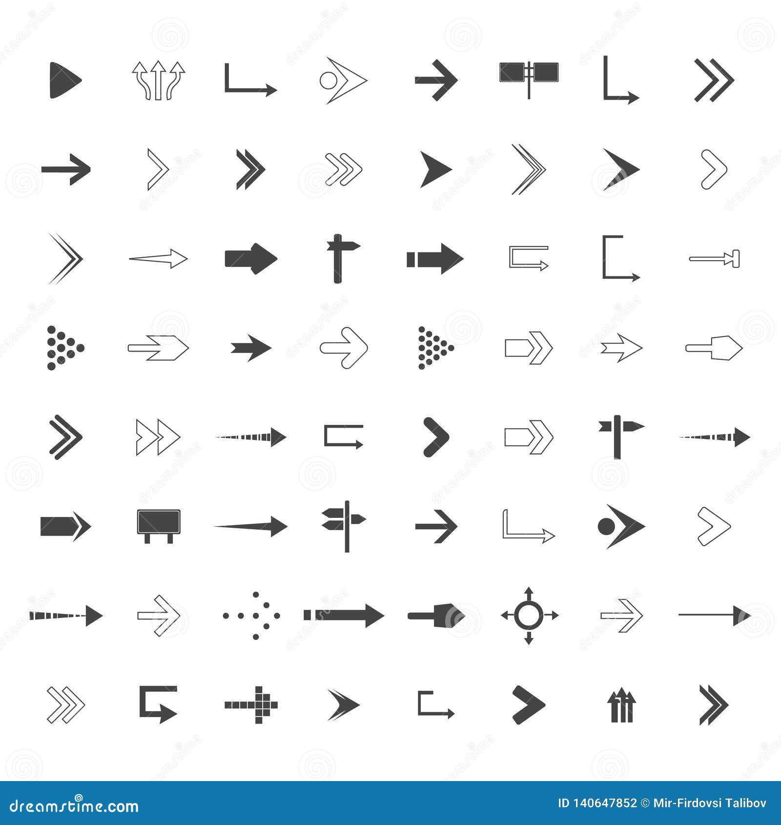 Direction Arrows Icons Set. Road Signs Icons Set Stock Illustration ...
