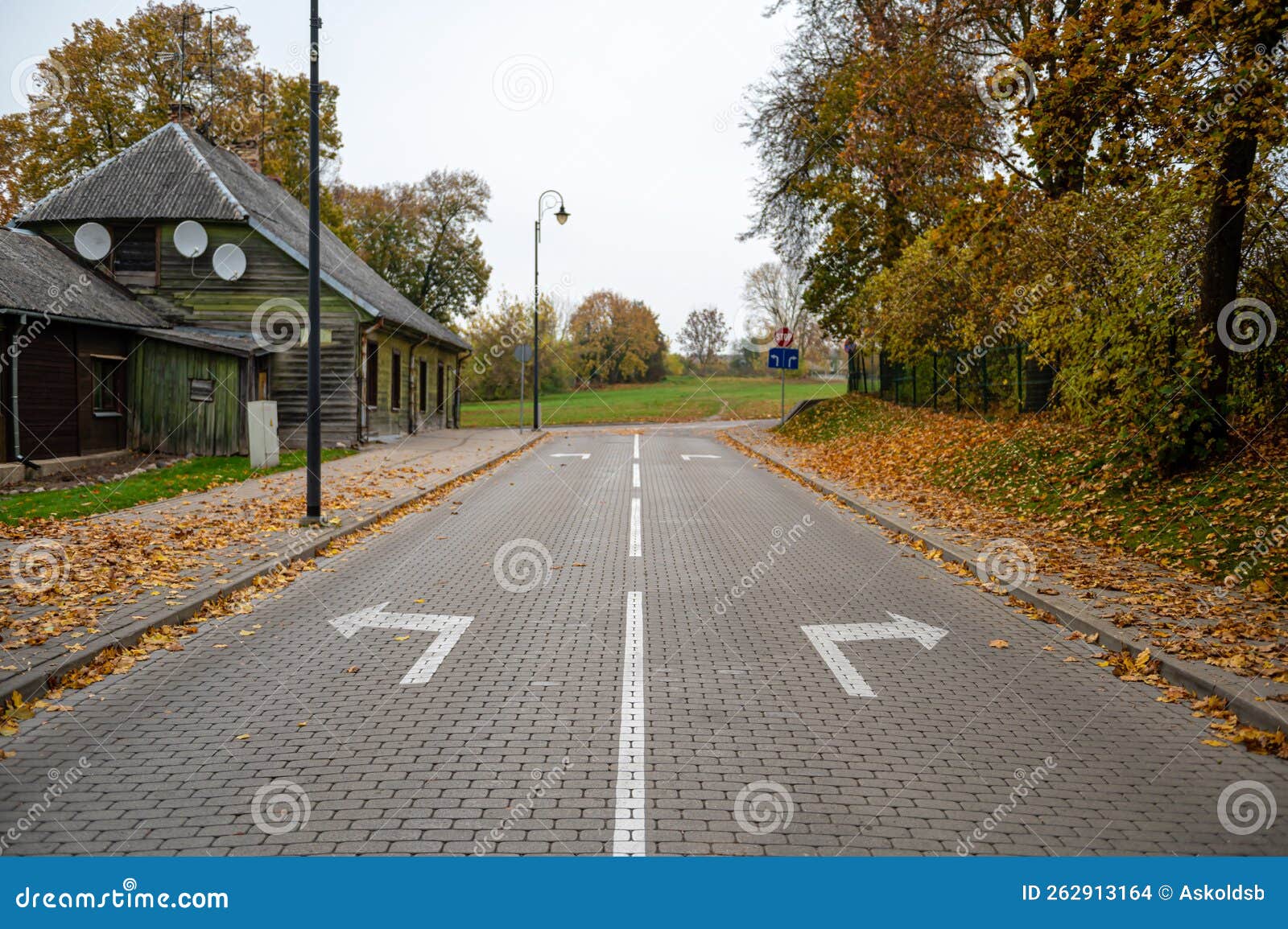 Direction Arrows on Paved Road at Intersection, Choice Concept Stock ...