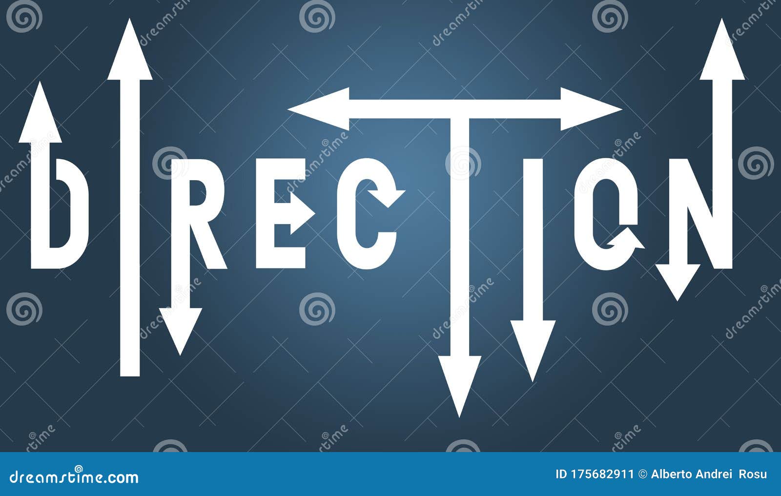 Direction Arrows, Creative Typography of the Word Direction Stock ...
