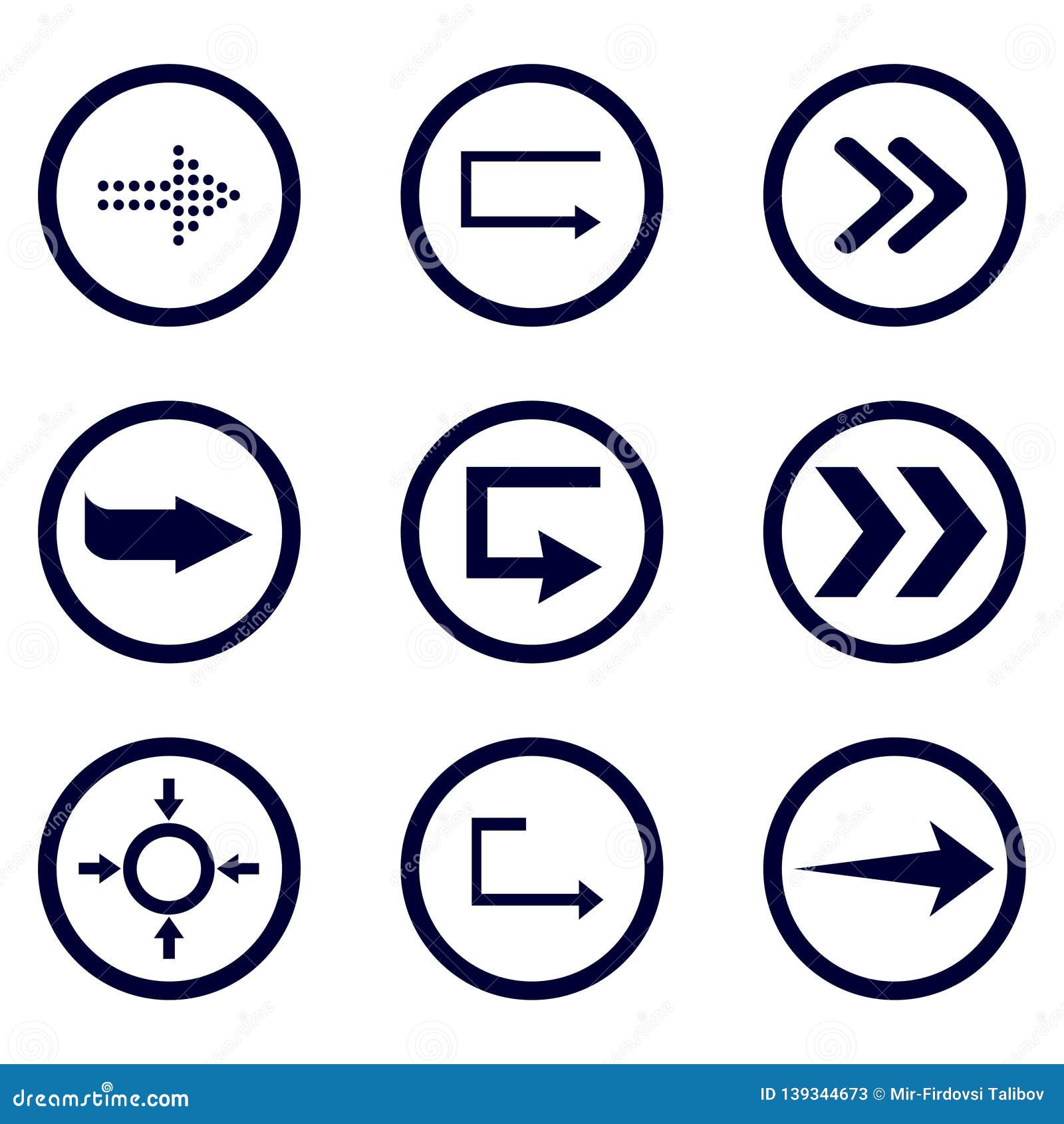 Direction Arrows Vector Collection. Set Different Black Arrow Icon ...