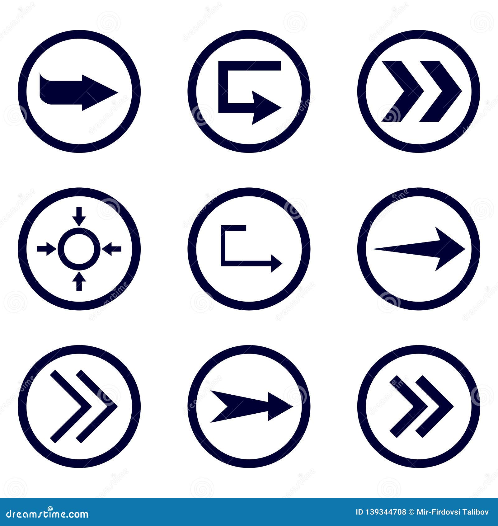 Direction Arrows Vector Collection. Set Different Black Arrow Icon ...