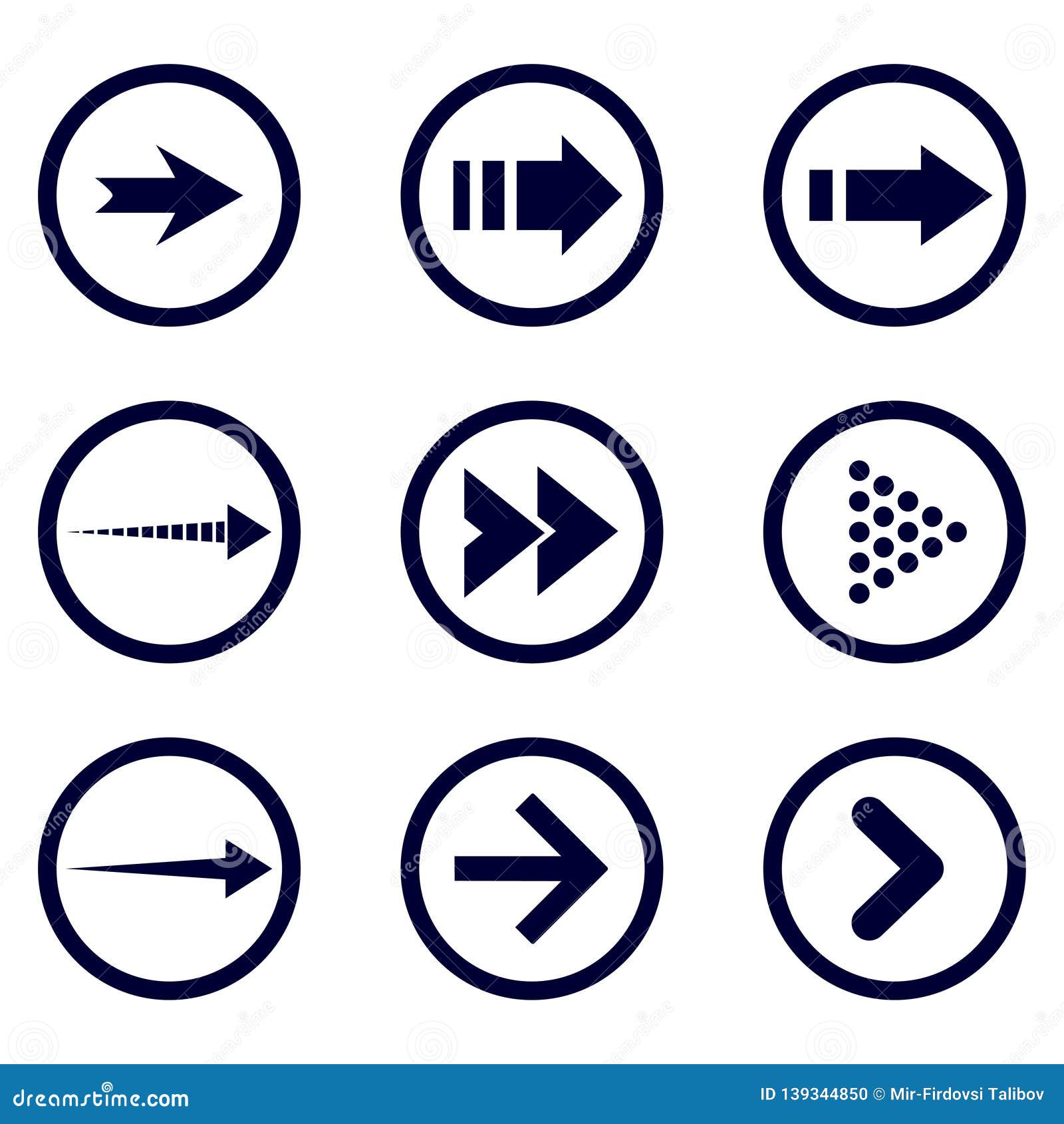 Direction Arrows Vector Collection. Set Different Black Arrow Icon ...