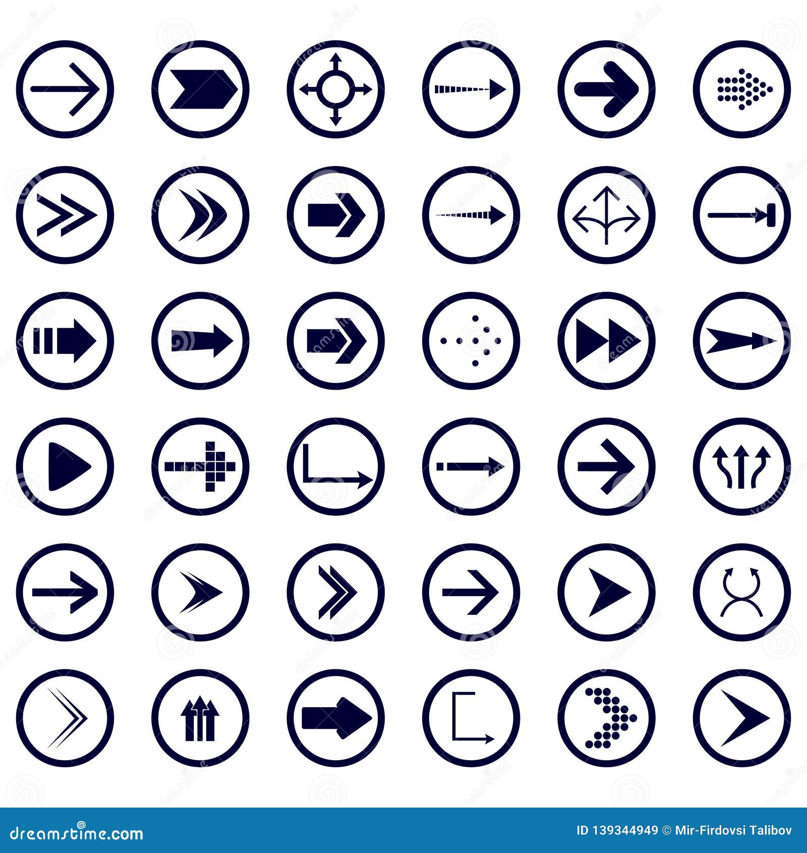 Direction Arrows Vector Collection. Set Different Black Arrow Icon ...