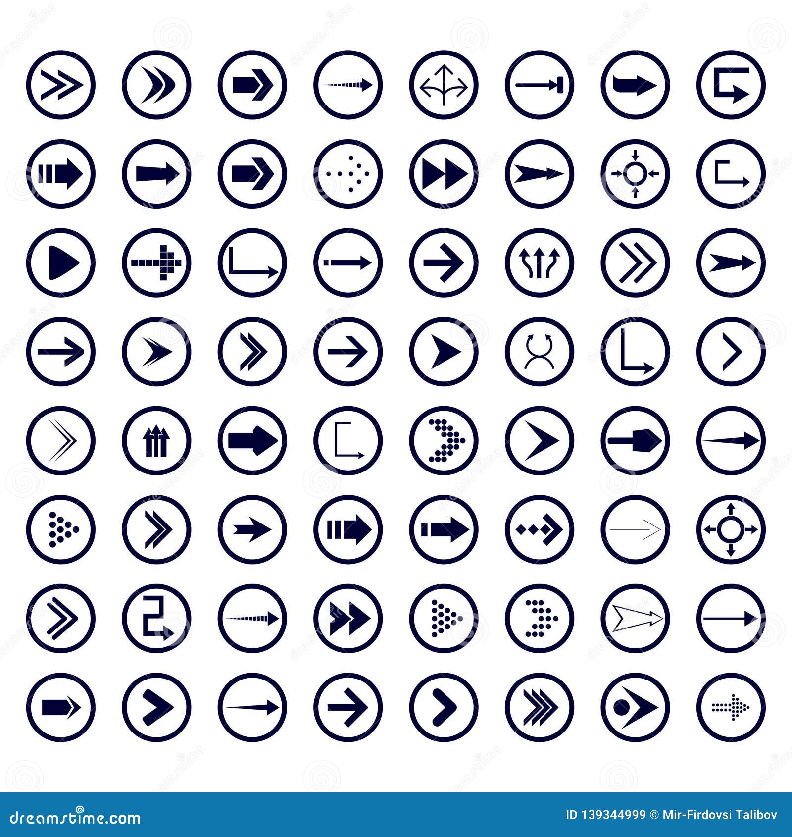 Direction Arrows Collection. Set Different Black Arrow Icon Stock ...