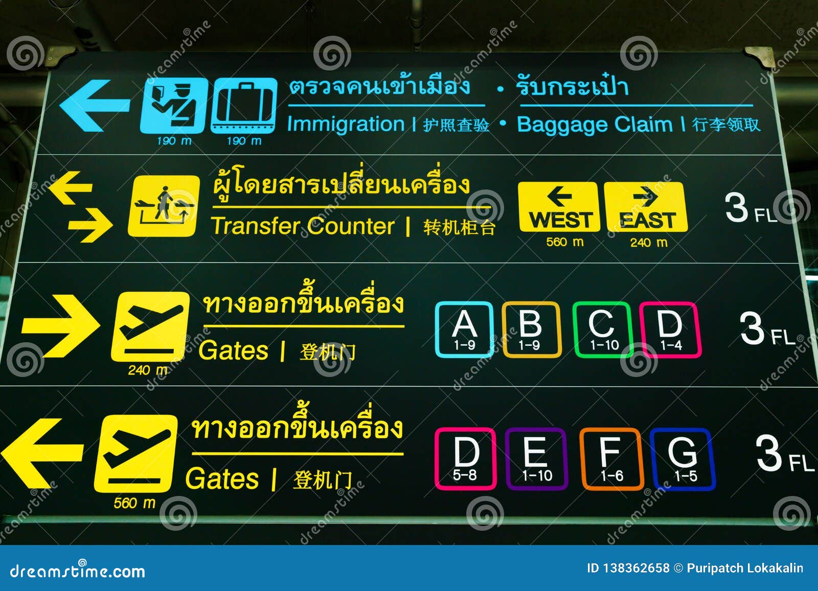 A Direction Board in an Airport Stock Photo - Image of airport, asia ...