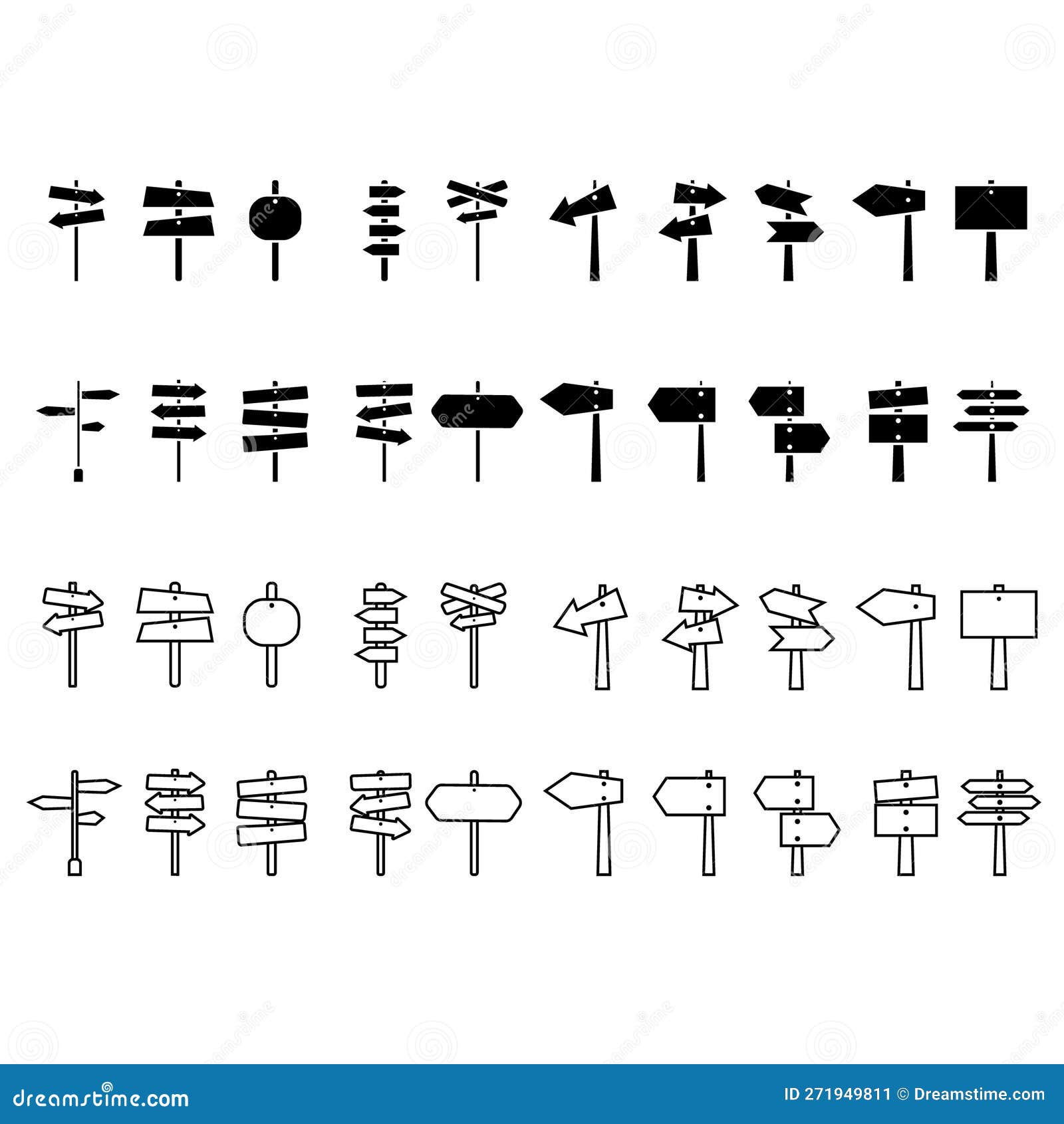 Direction Board Icon Vector Set. Pointer Illustration Sign Collection ...